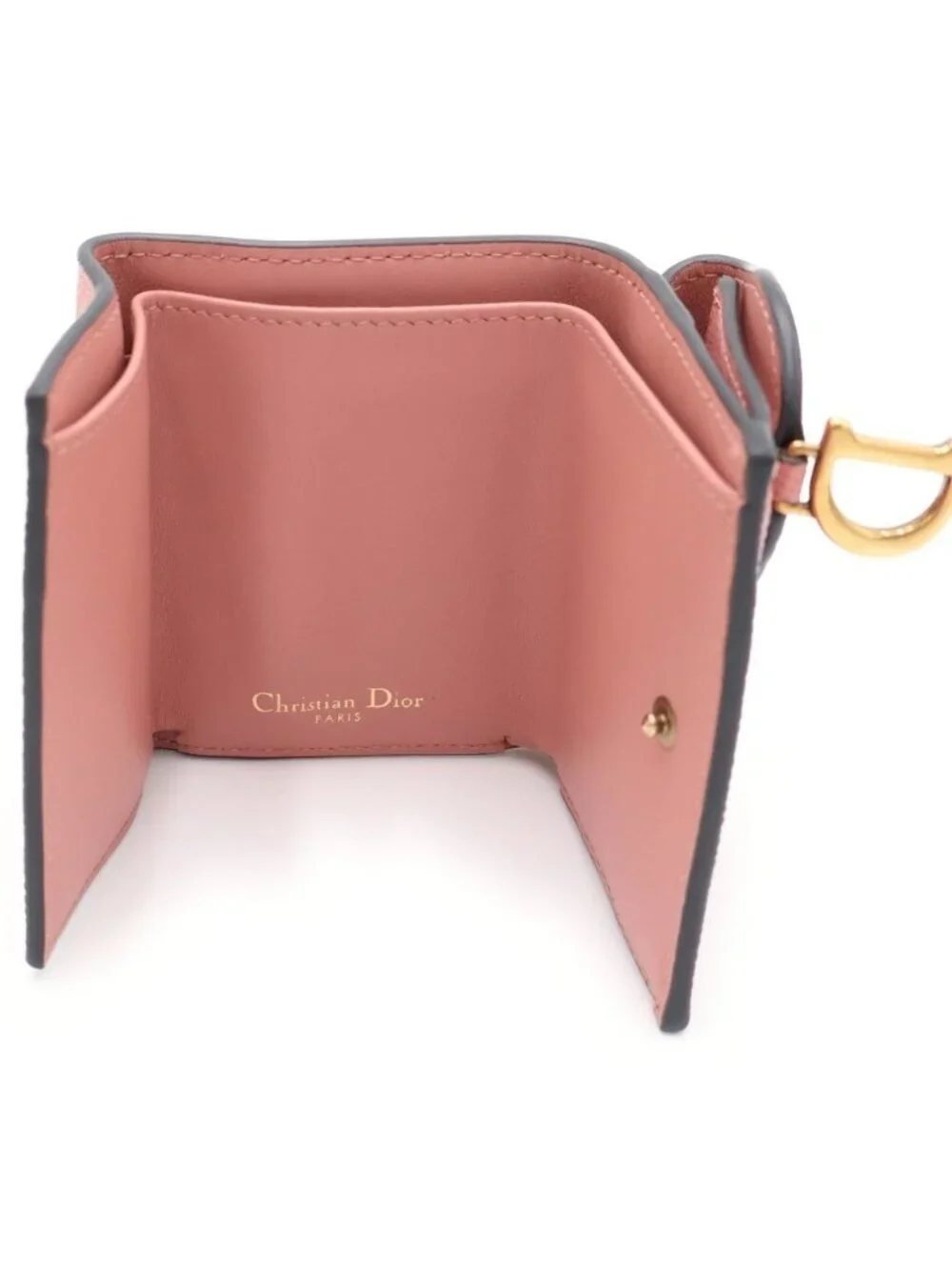 Dior | Bags | Dior Saddle Leather Lotus Wallet Trifold Compact Coin ...